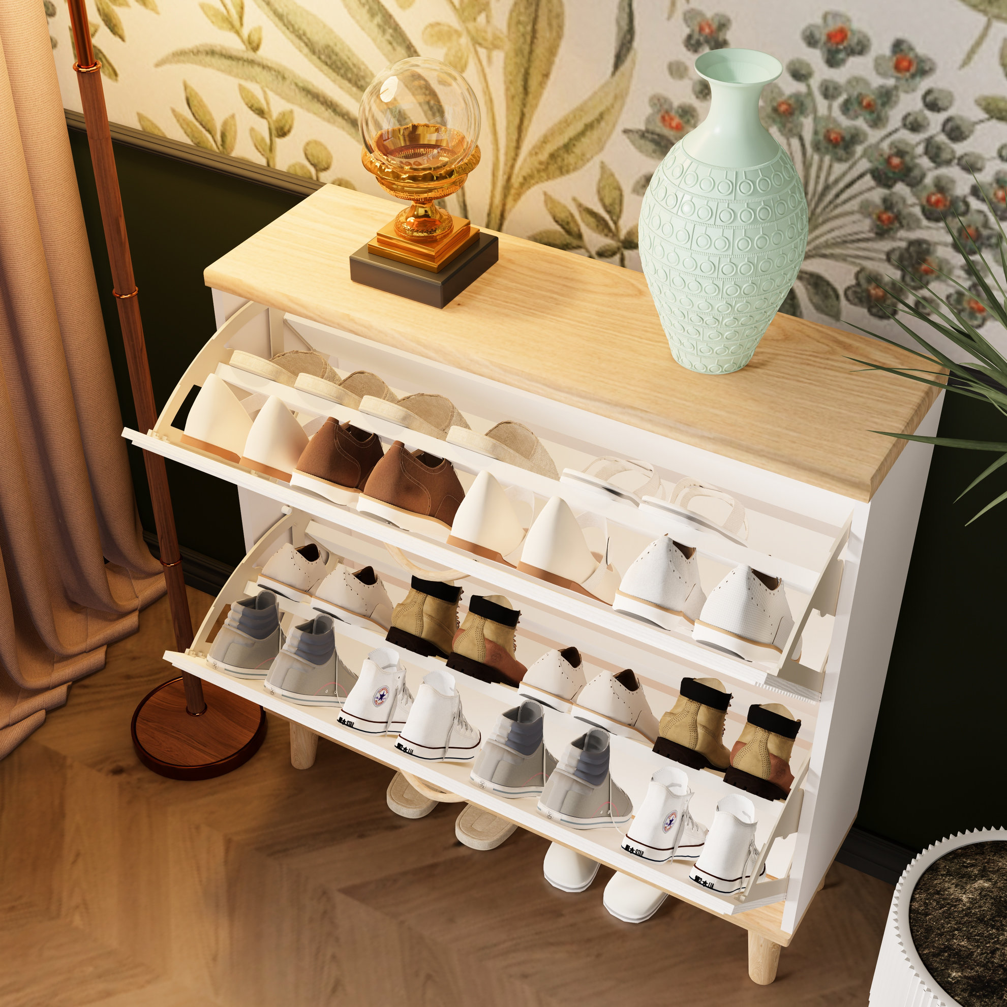 Latitude Run® Shoes Storage For Narrow Hallways In Entryway, 2 Flip ...