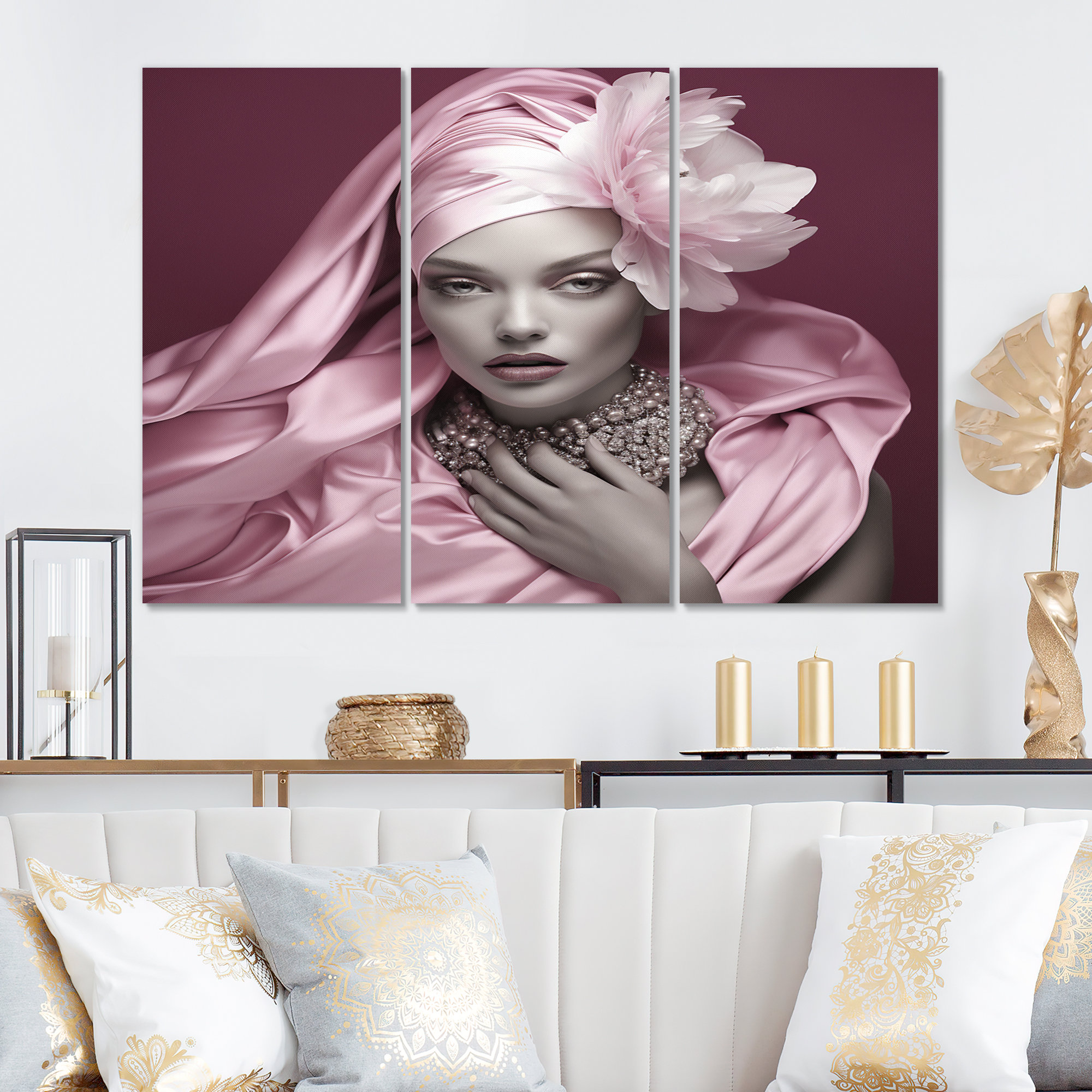 Latitude Run® Portrait O Pink Vintage Glamour Model I 3 Pieces | Wayfair