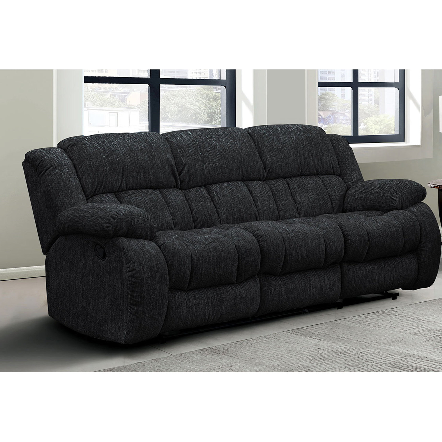 Ebern Designs Modern Reclining Living Room - Ebony 3 Fabric With ...