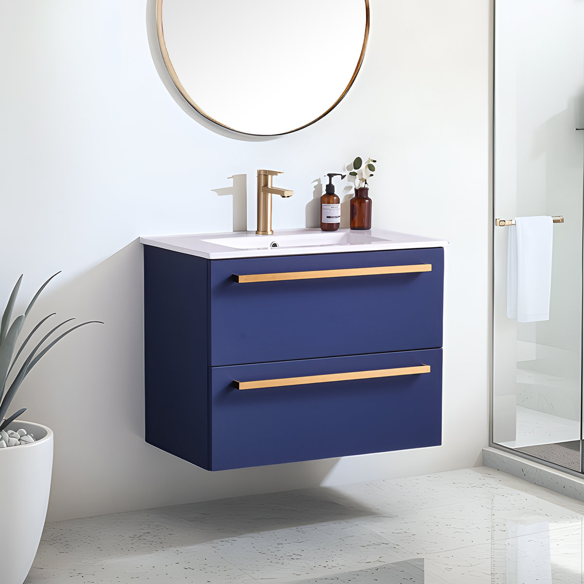 Mercer41 30" Modern Blue Floating Bathroom Vanity | Wayfair