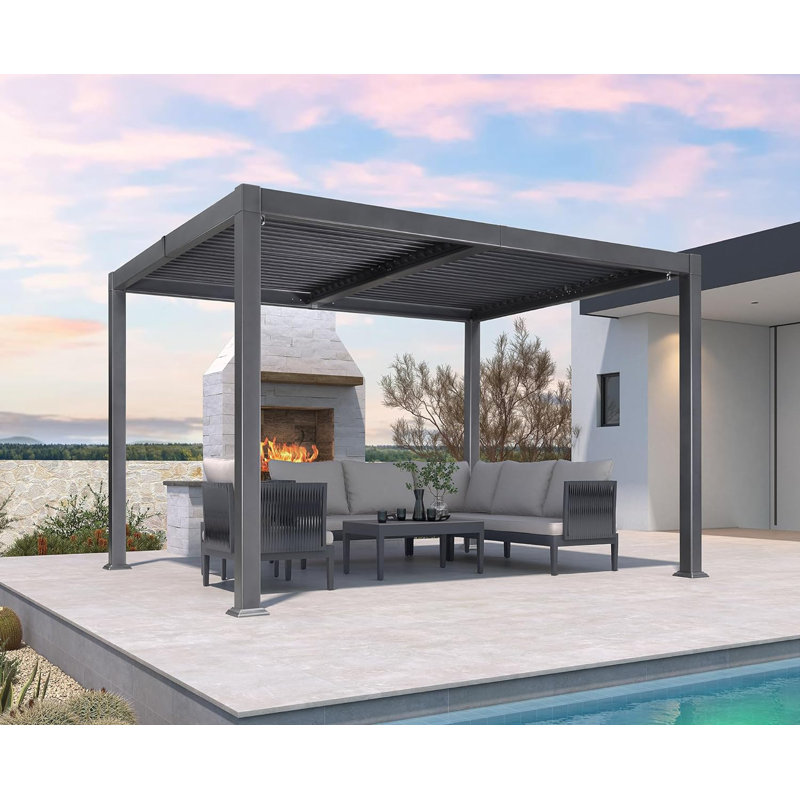 Purple Leaf 12 Ft. W x 10 Ft. D Aluminum Louvred Pergola & Reviews ...