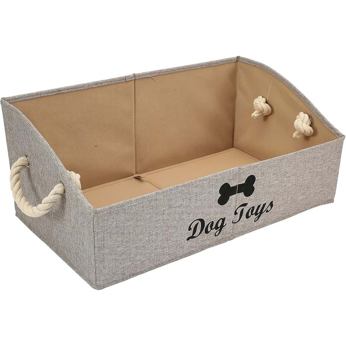 KINOFO Large Dog Toys Storage Bins - Foldable Linen Trapezoid Organizer ...