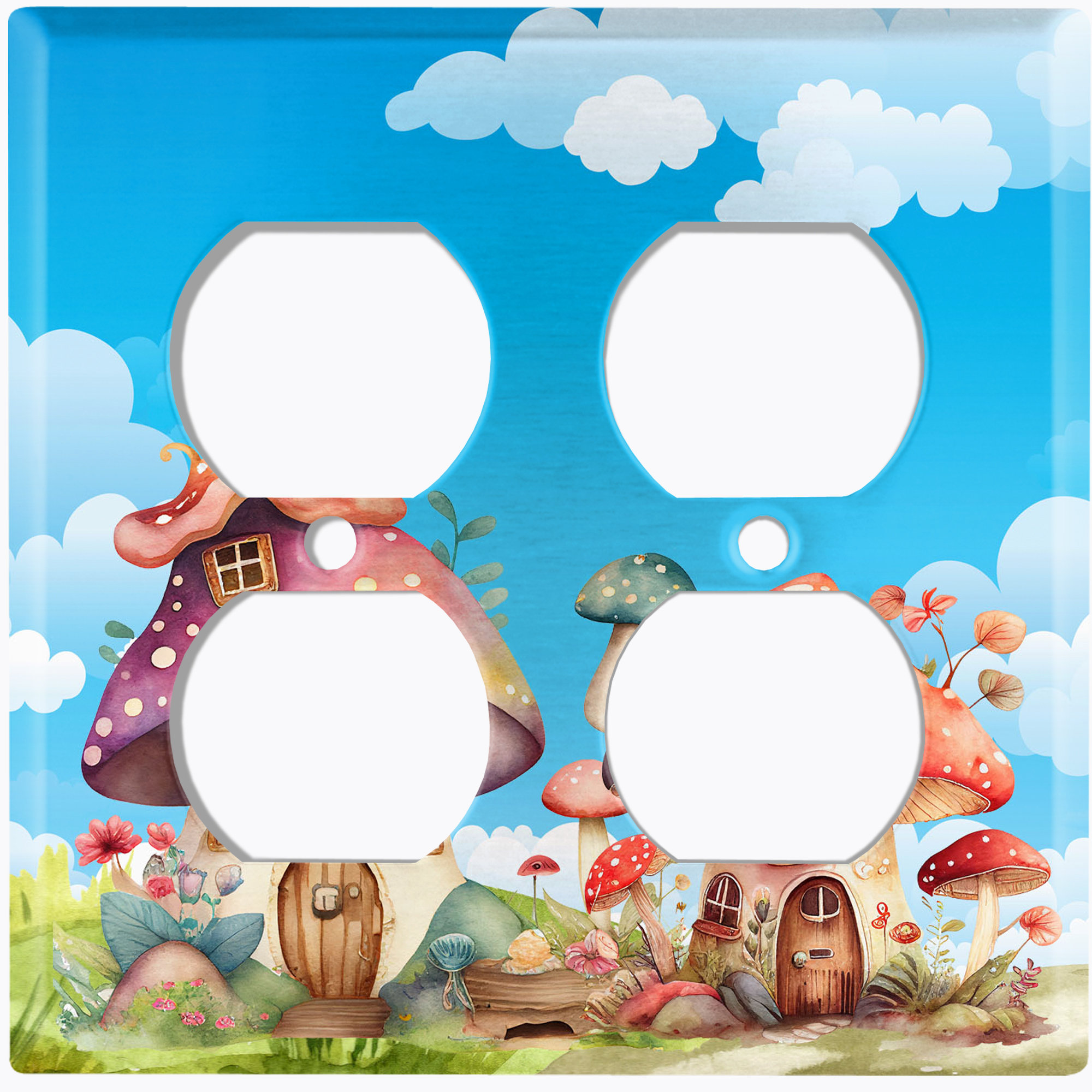 WorldAcc Metal Light Switch Plate Outlet Cover (Cute Mushroom House ...