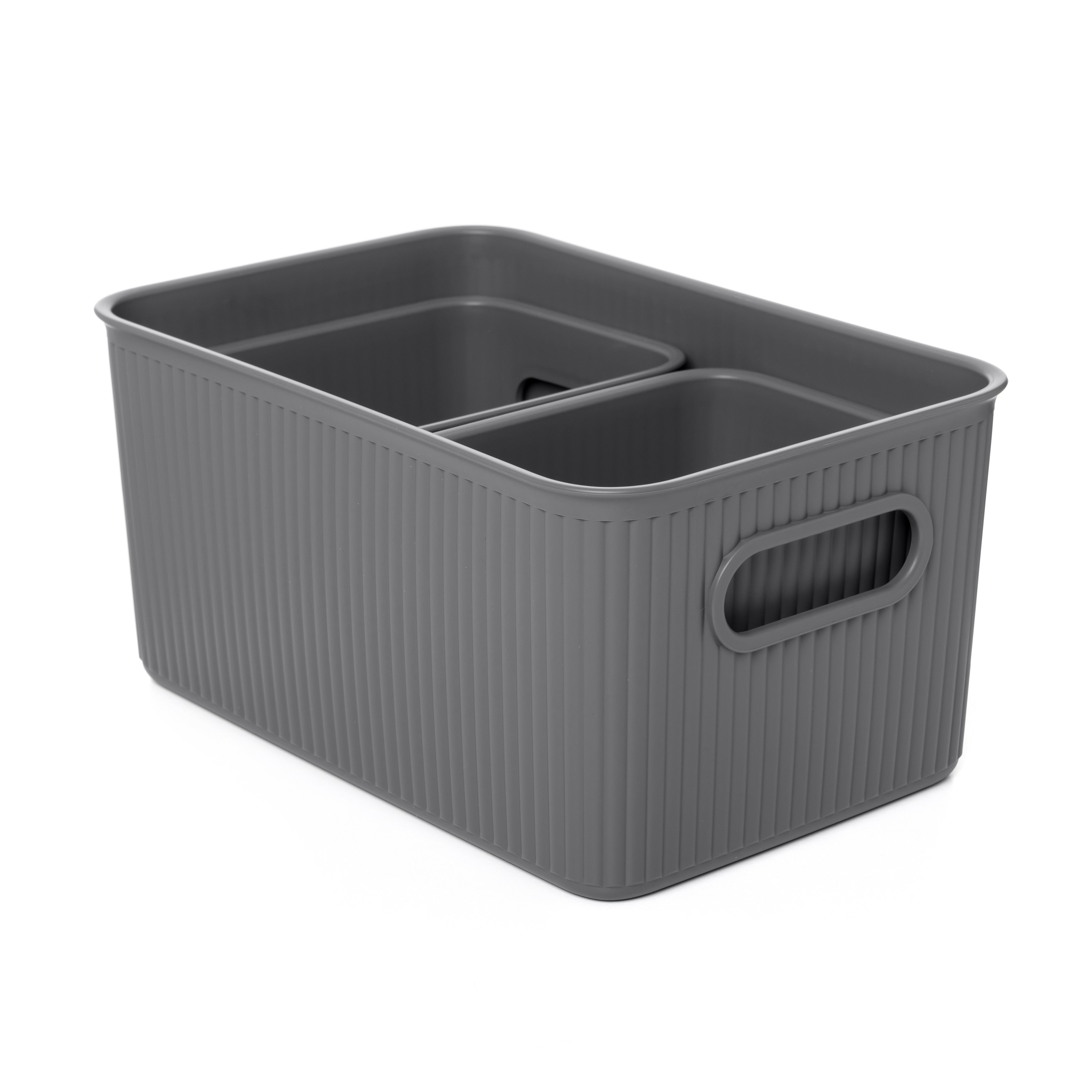 Rebrilliant Ribbed Organizers 3 Piece Plastic Bin Set | Wayfair