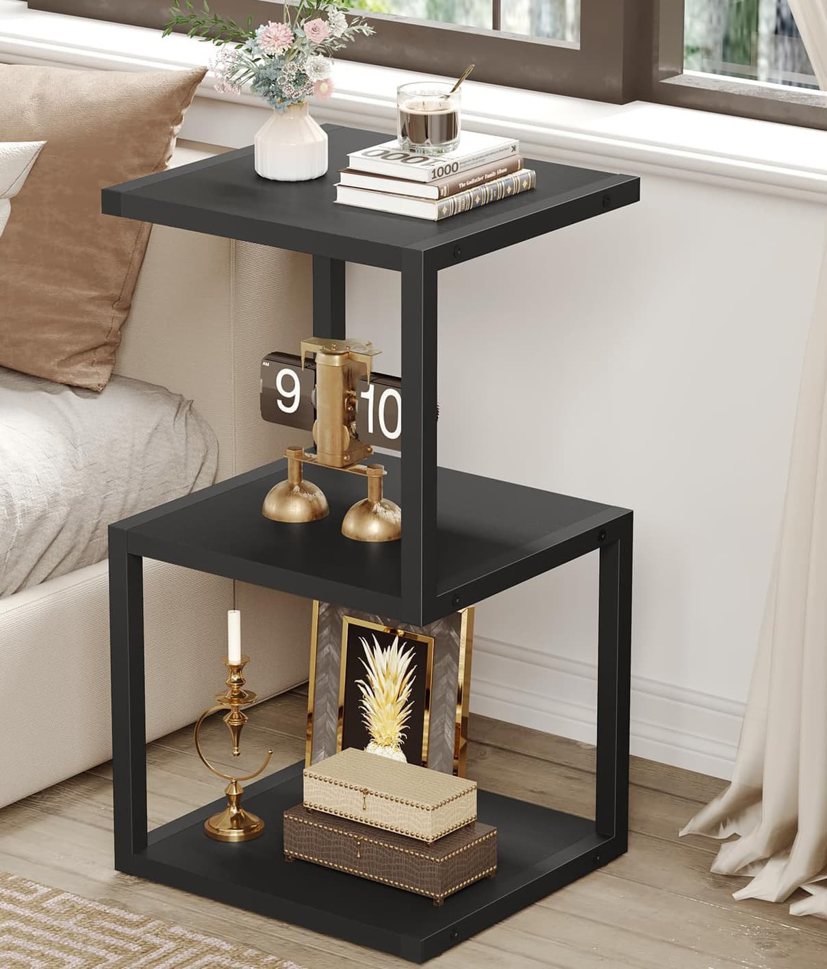 Ivy Bronx 3-Tier S-Shape Side Table - Black (29.5'' Tall Small Spaces ...