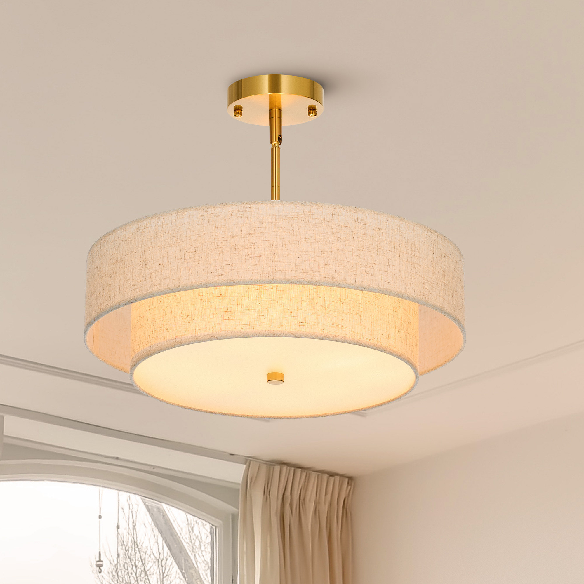 Mercer41 Maskell 4-Light Fabric Semi Flush Mount Ceiling Light ...