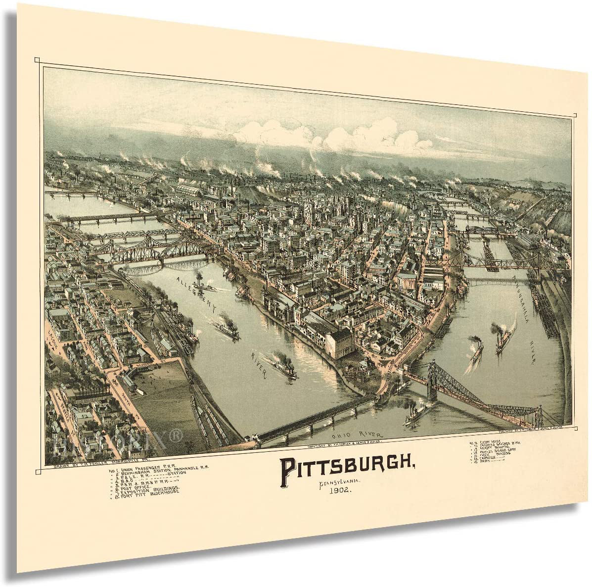 HISTORIC PRINTS HISTORIX Vintage 1902 Pittsburgh Pennsylvania Map ...