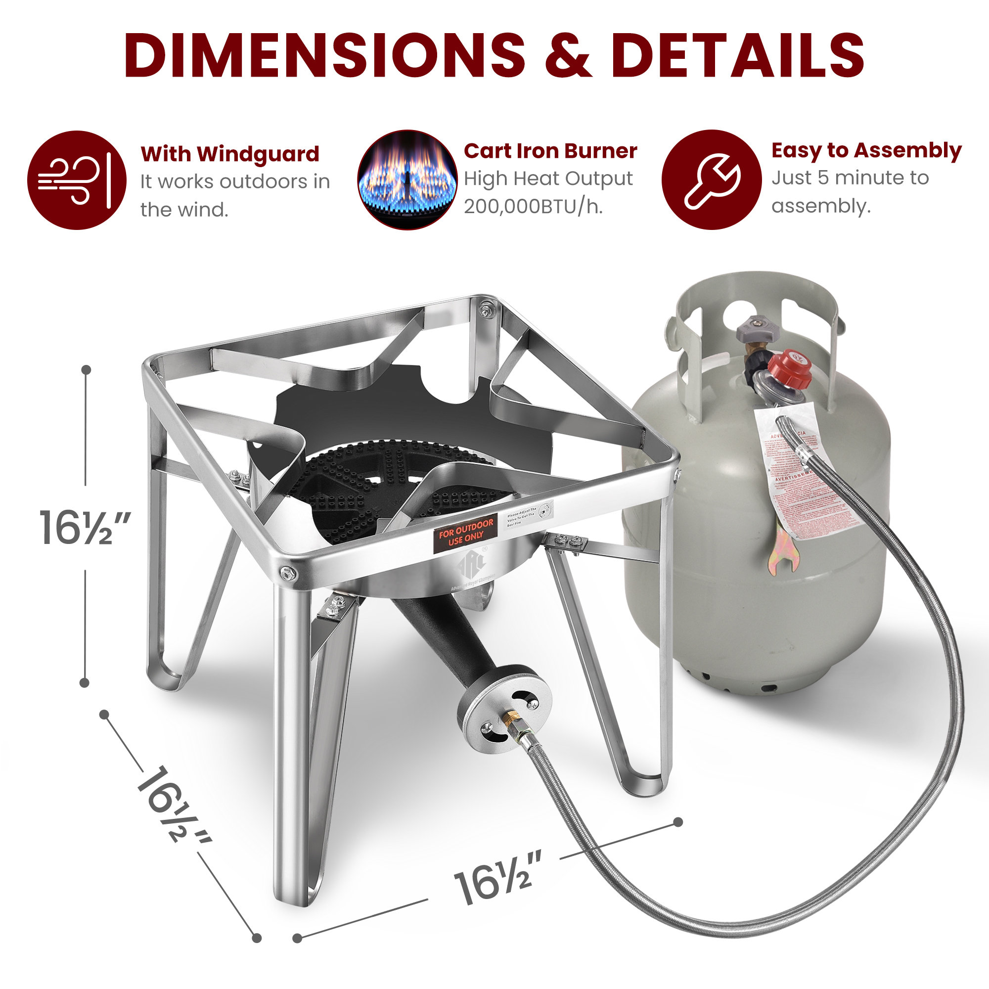 ARC 52qt Stainless Steel Steamer Pot With 200,000btu Portable Propane ...