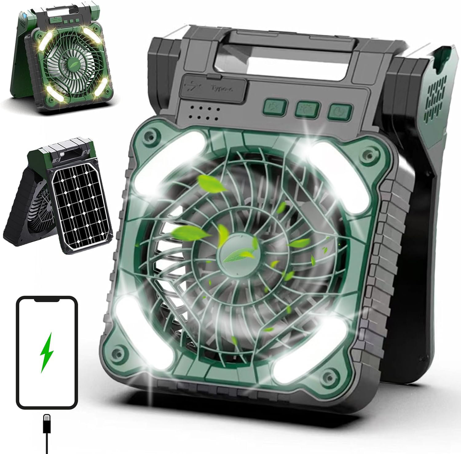 Kazoo Solar Powered Camping Fan With Light Solar Powered Fan 10000Mah ...