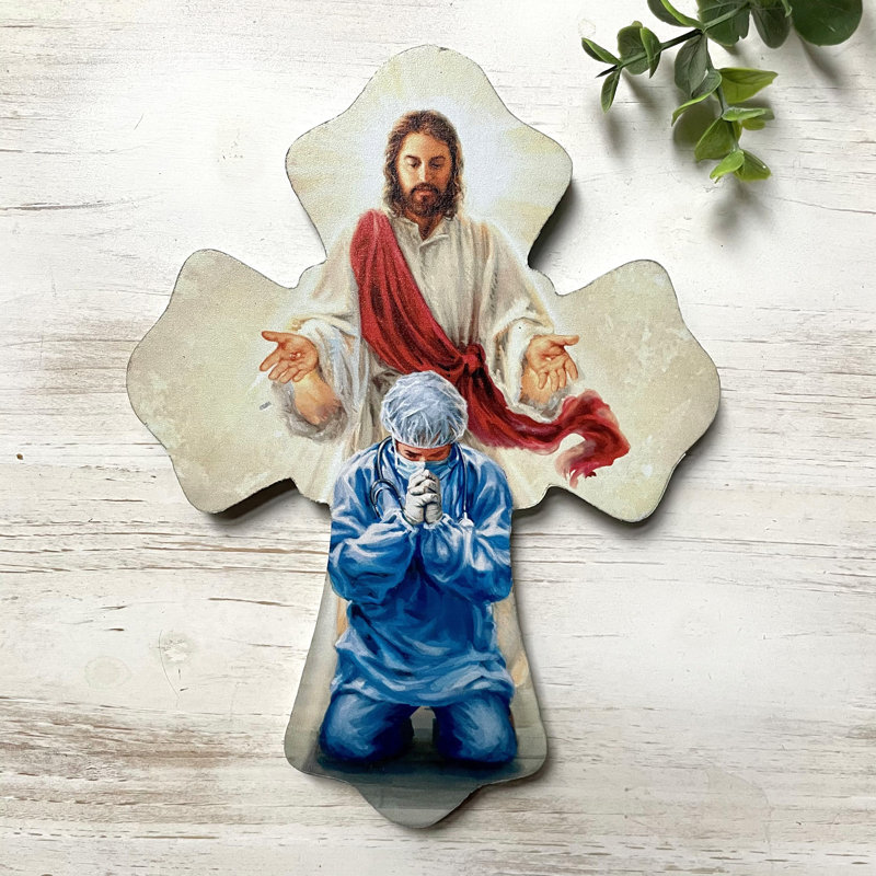 Glow Decor Bless Our Health Care Workers Wooden Cross | Wayfair