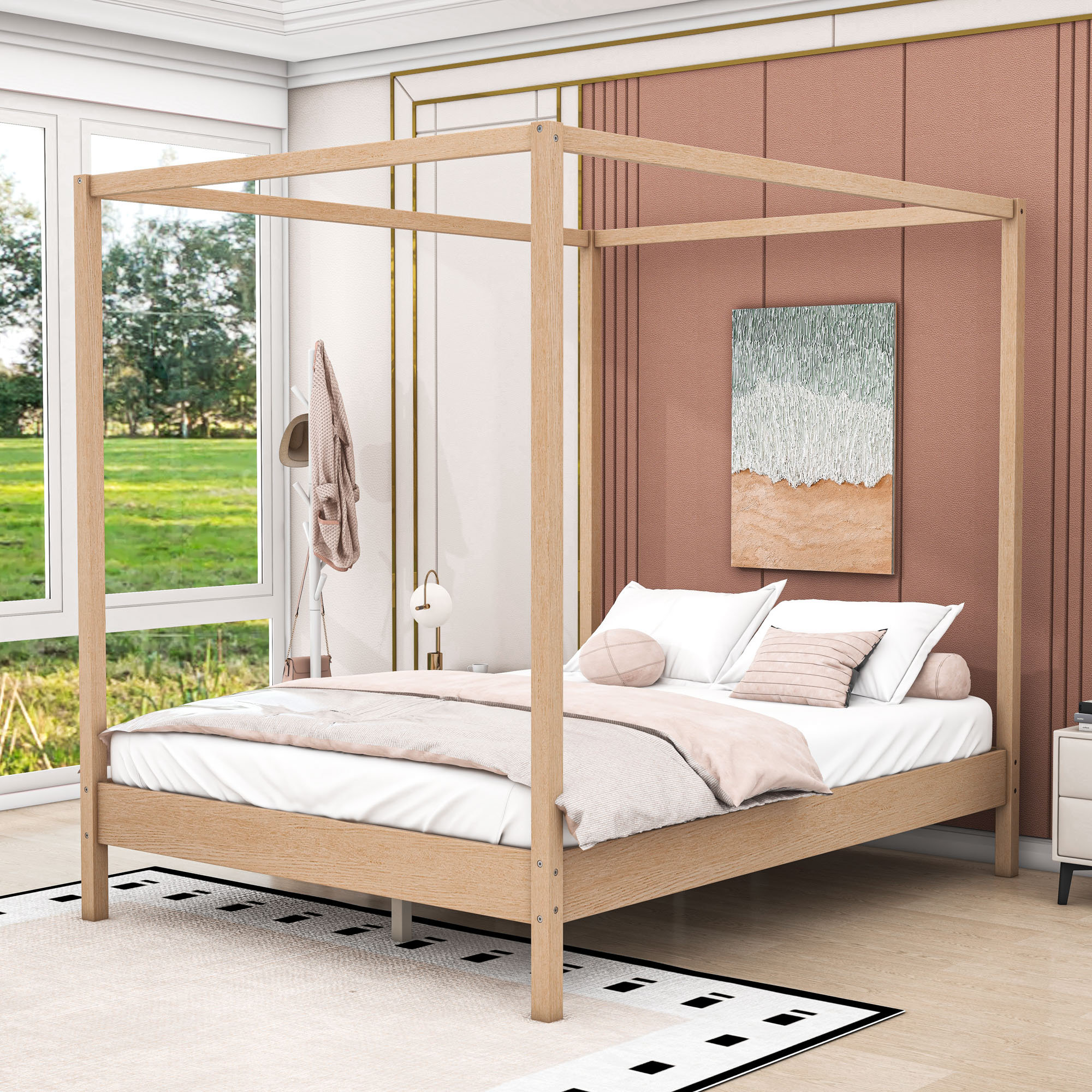 Latitude Run® Wood Canopy Bed with Slats | Wayfair