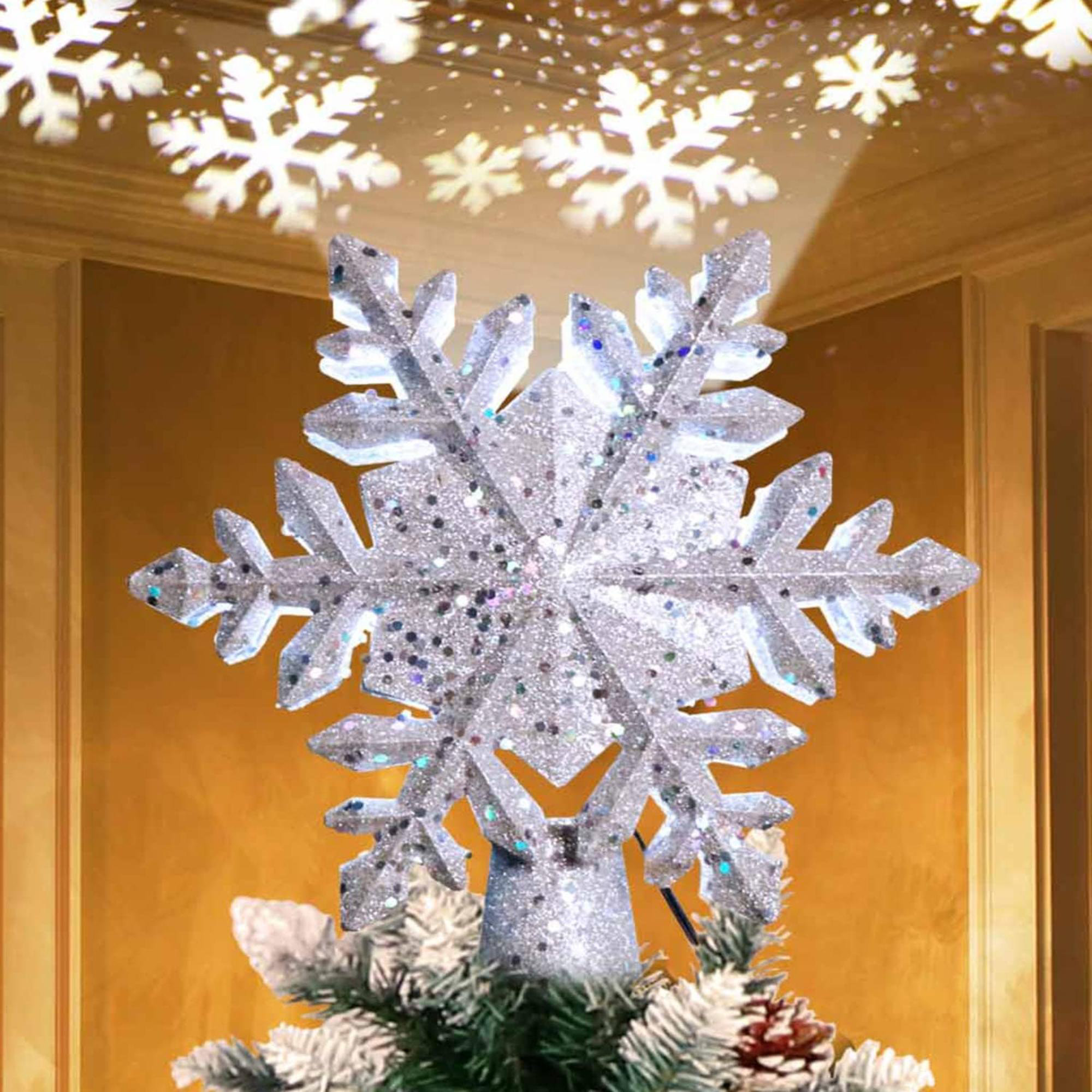 The Holiday Aisle® Christmas Tree Topper Lighted Snowflake Tree Topper With Magic Rotating ...