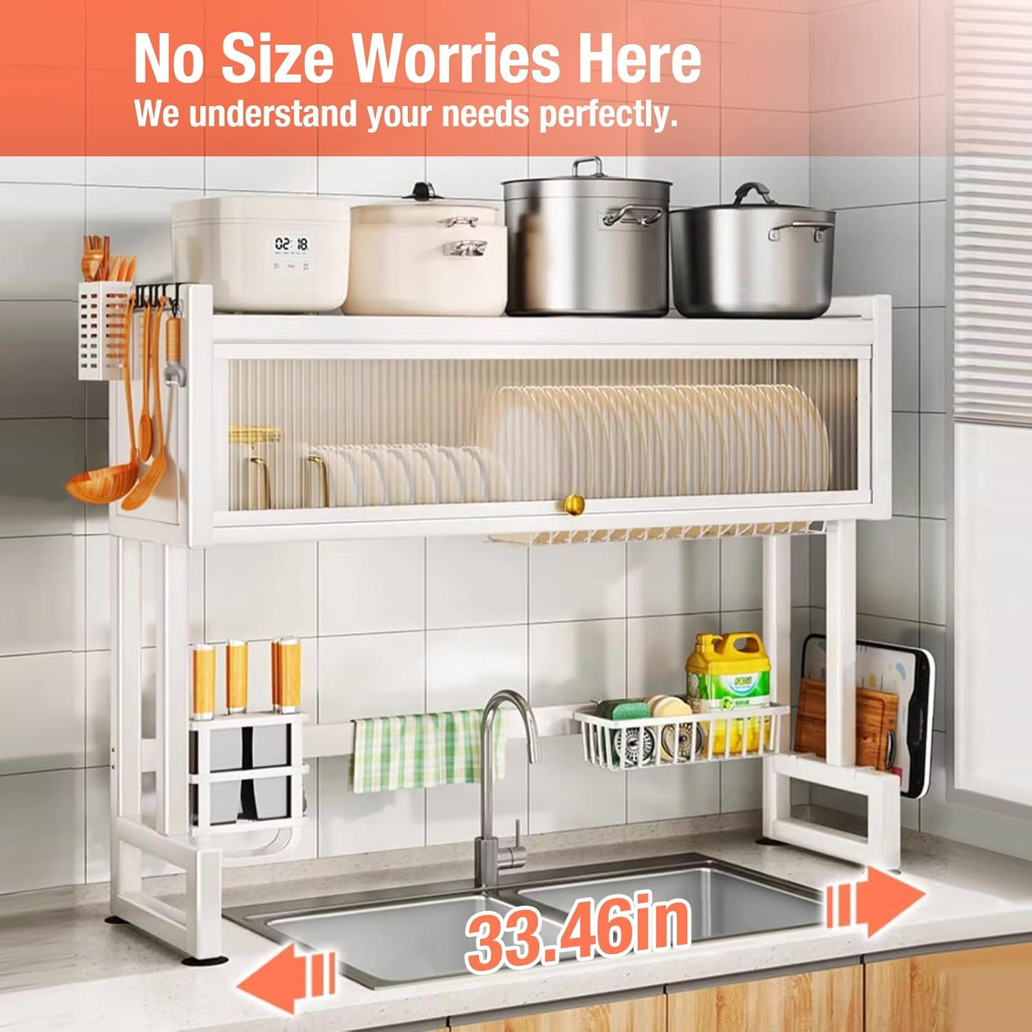 PAVORA Above Sink Drainer Dish Drying Rack 3 Tier Above Sink Drainer ...
