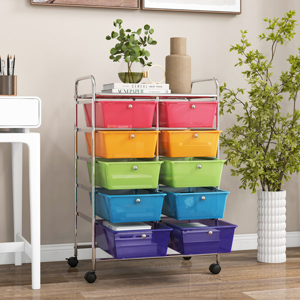 Rebrilliant Milin 10 Drawer Storage Drawer with Locking Wheels | Wayfair