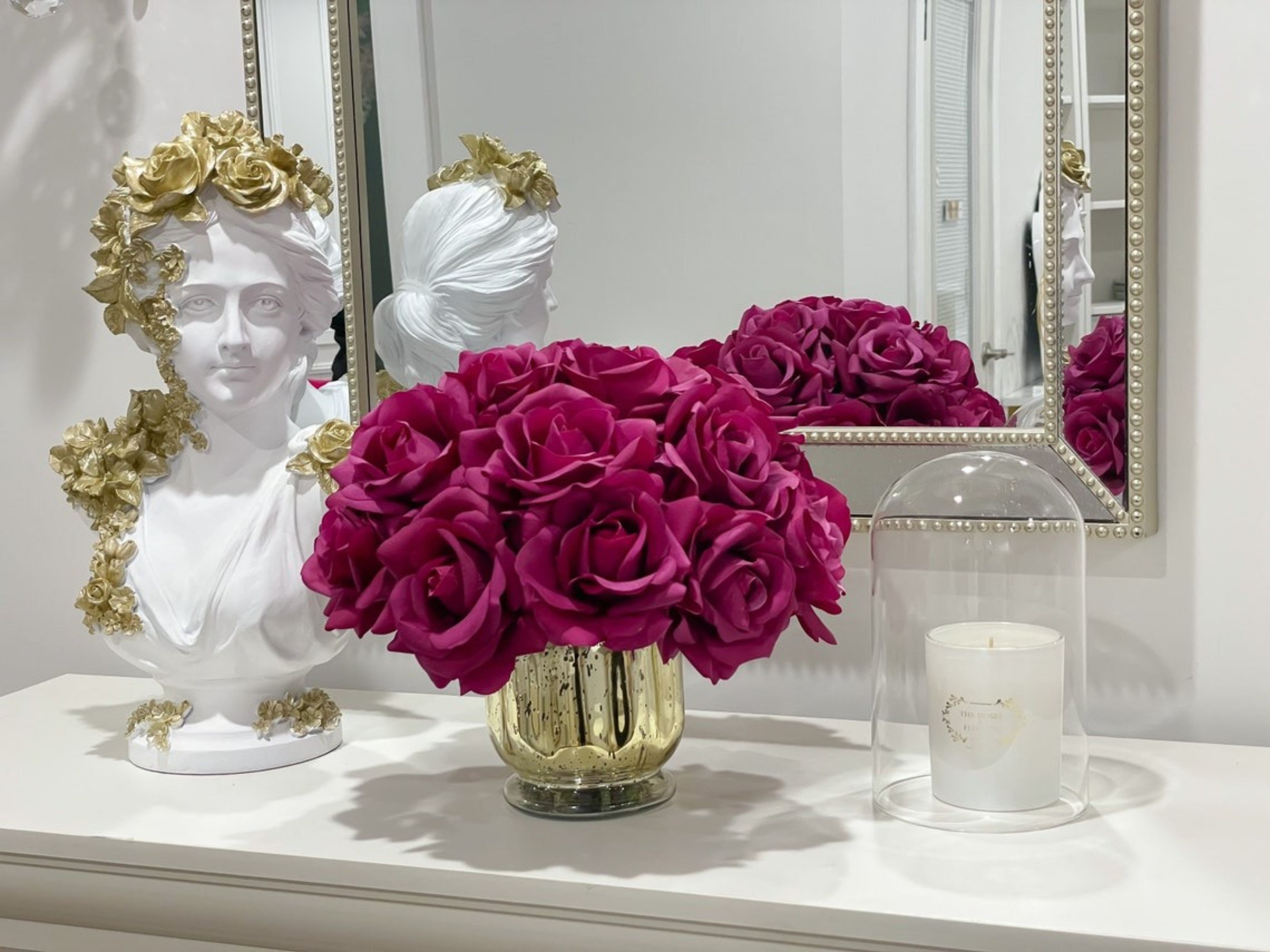 Flovery Fuchsia Real Touch Large Head Roses – Luxury Artificial French ...