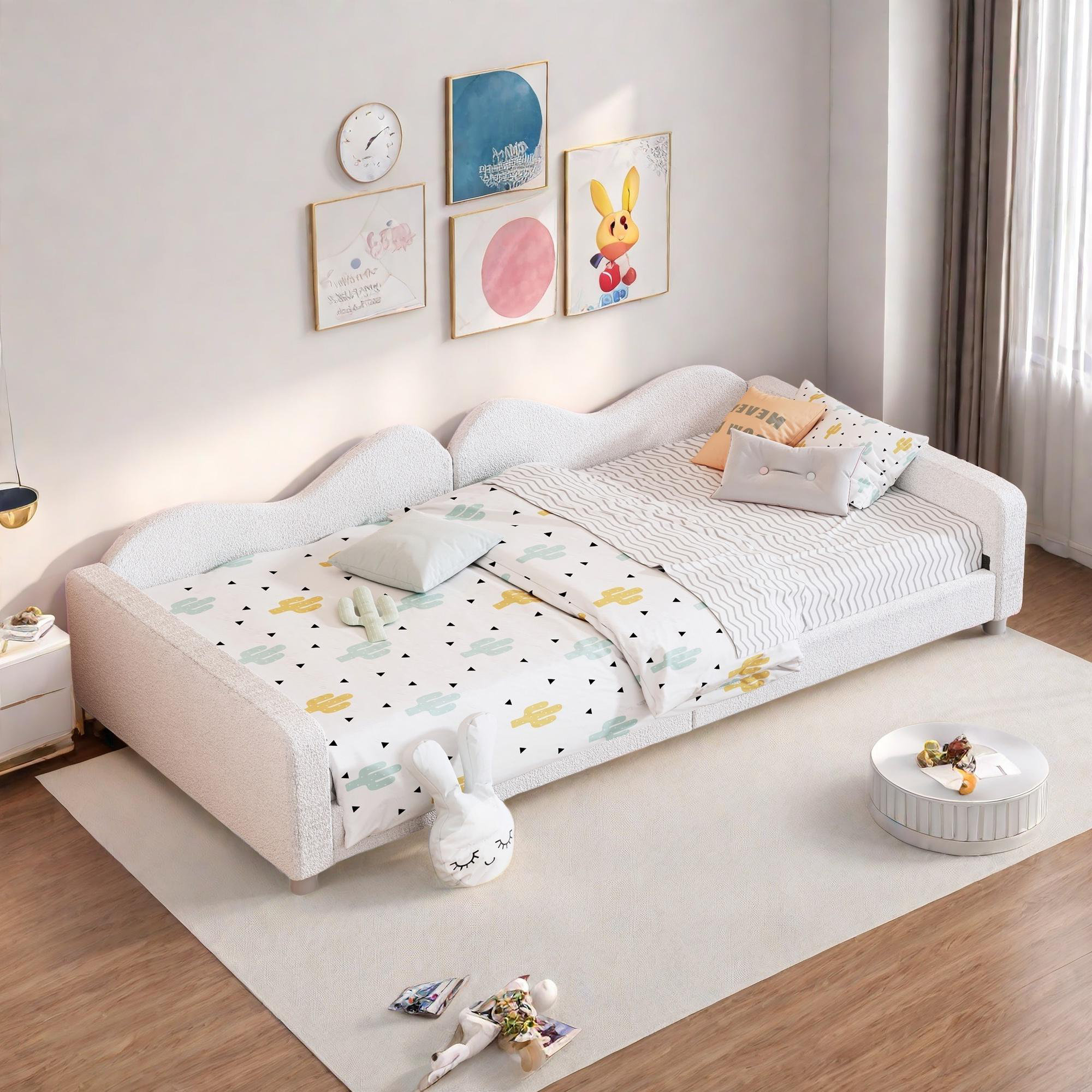 Ivy Bronx Upholstered Elegant Daybed With Cloud-shaped Backrest And Two ...