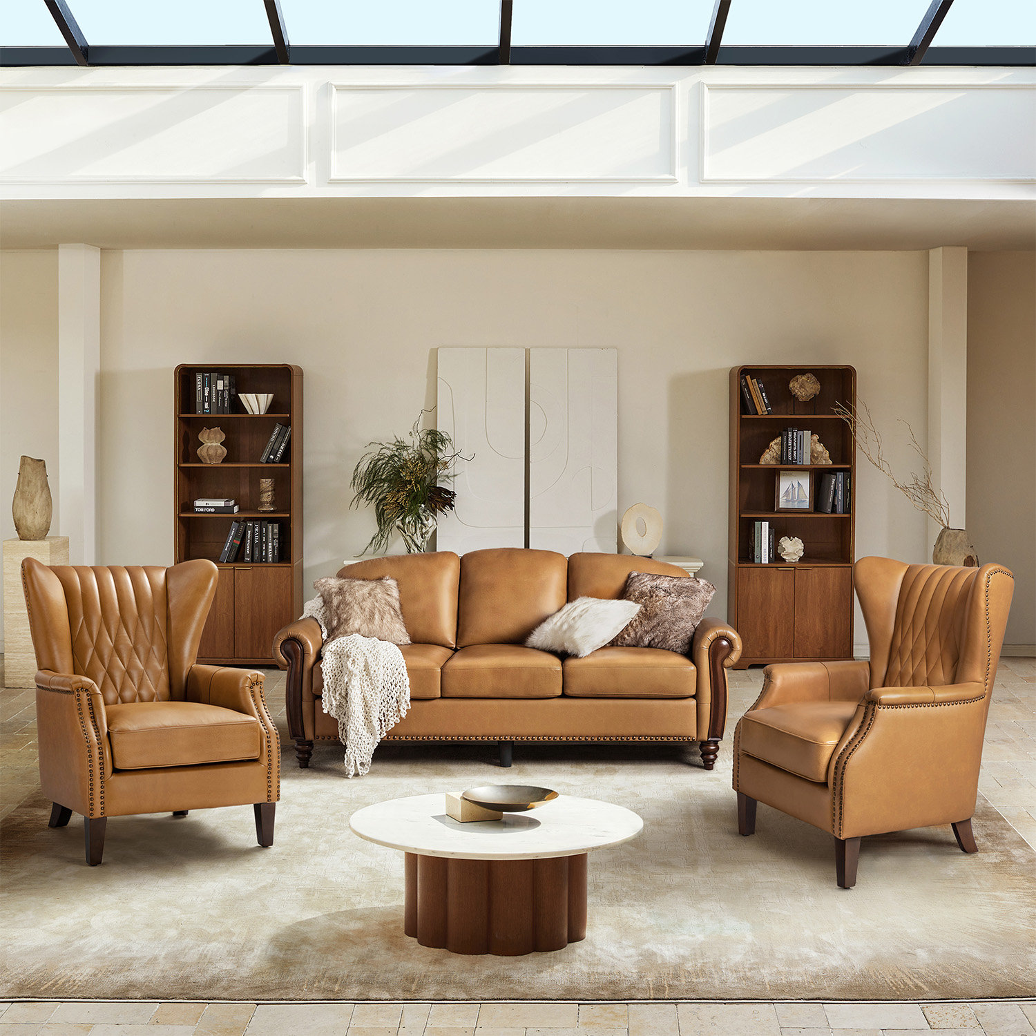 Darby Home Co Ameliah Transitional 3-Piece Genuine Leather Living Room ...