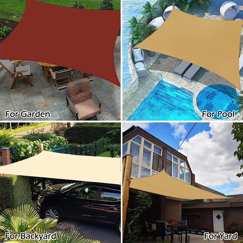 HOMEYA Sun Shade Sail Garden Patio Awning Canopy, Brown | Wayfair