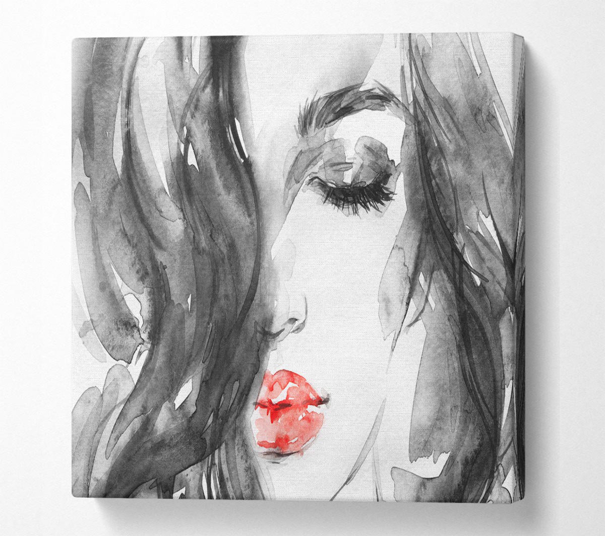 Brambly Cottage Watercolour Red Lips - Wrapped Canvas Art Prints ...