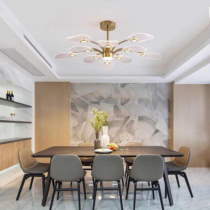 Everly Quinn 10 - Light Dimmable LED Sputnik Modern Linear Chandelier ...