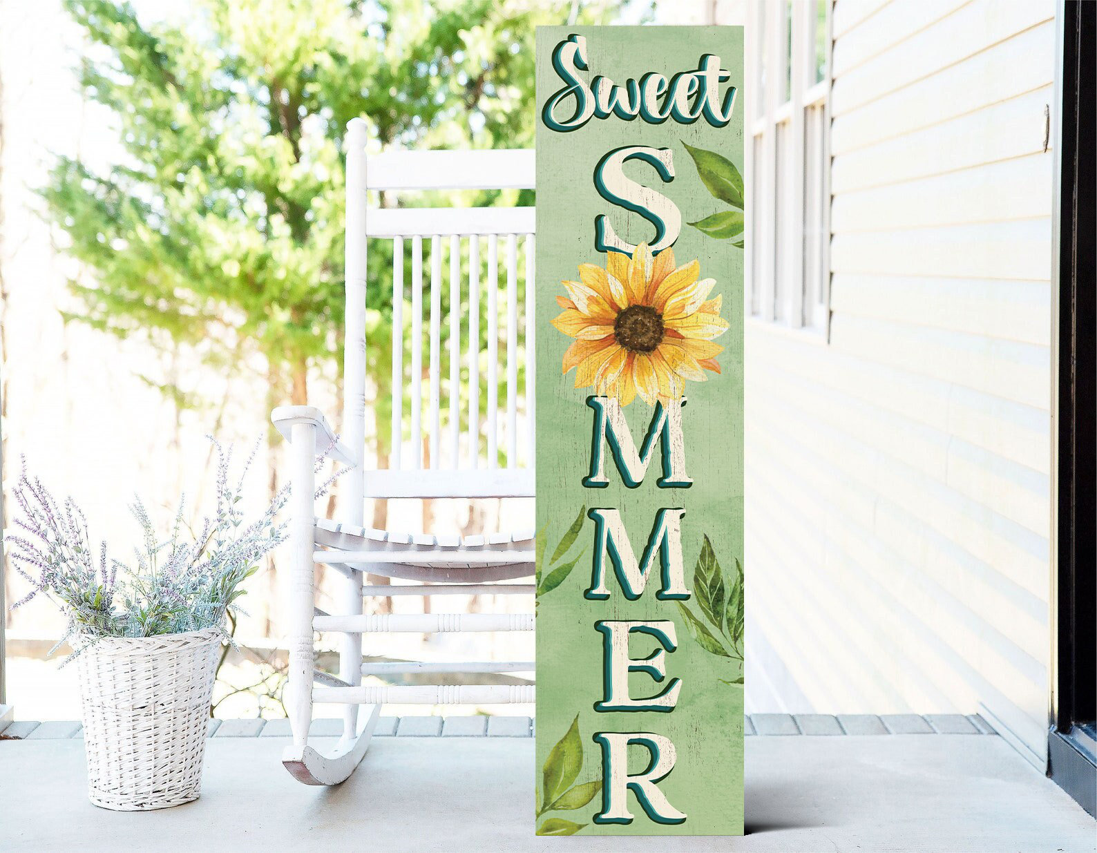 The Holiday Aisle® Sweet Summer Sunflower Home Porch Sign - 36in x 9 ...