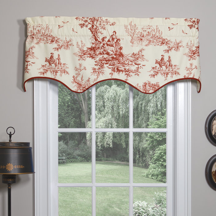 thomasville at home Bouvier Red Toile Cotton Scalloped 52'' W Window ...