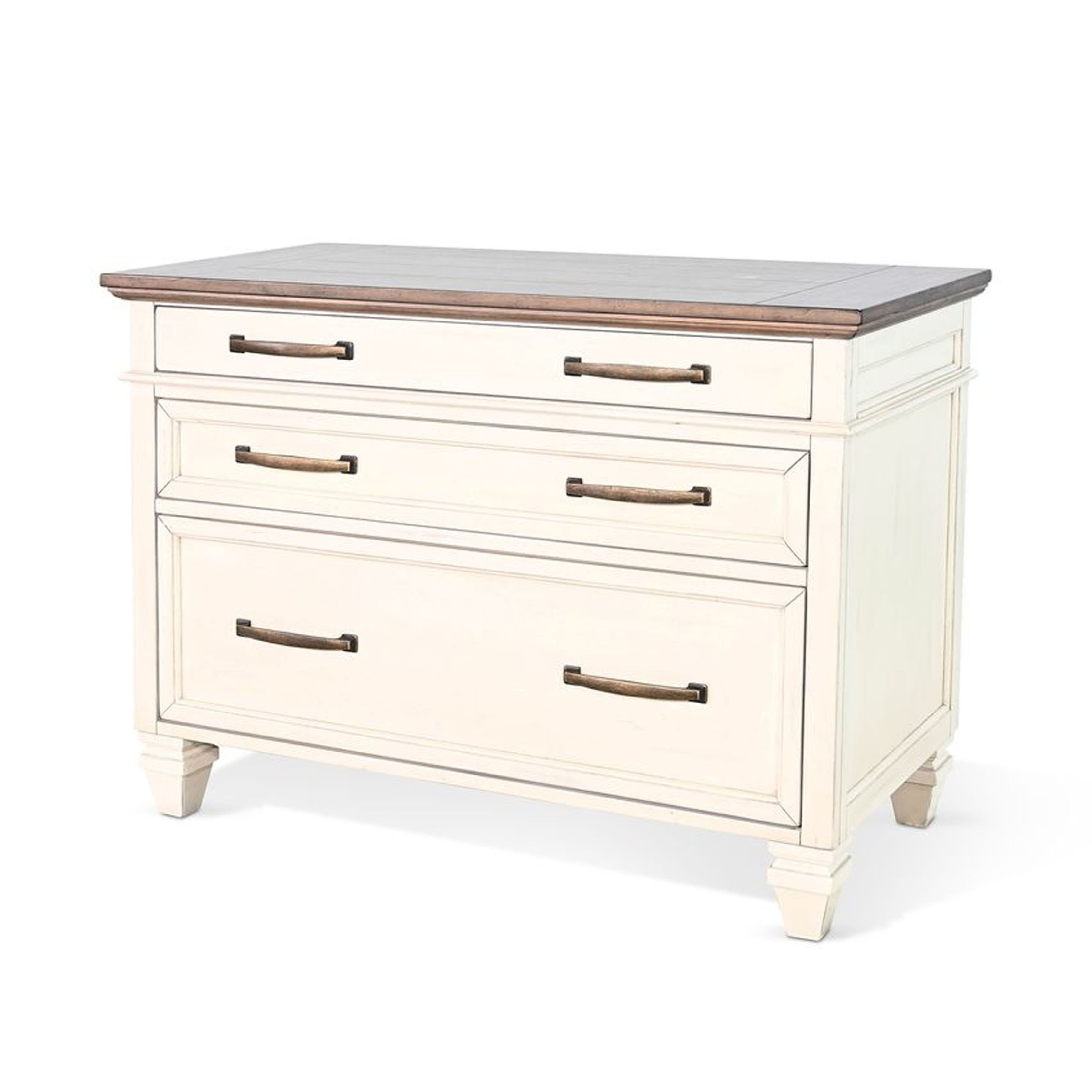 Benjara Casey File Cabinet With 3 Drawers, White Brown Mahogany Mindy ...