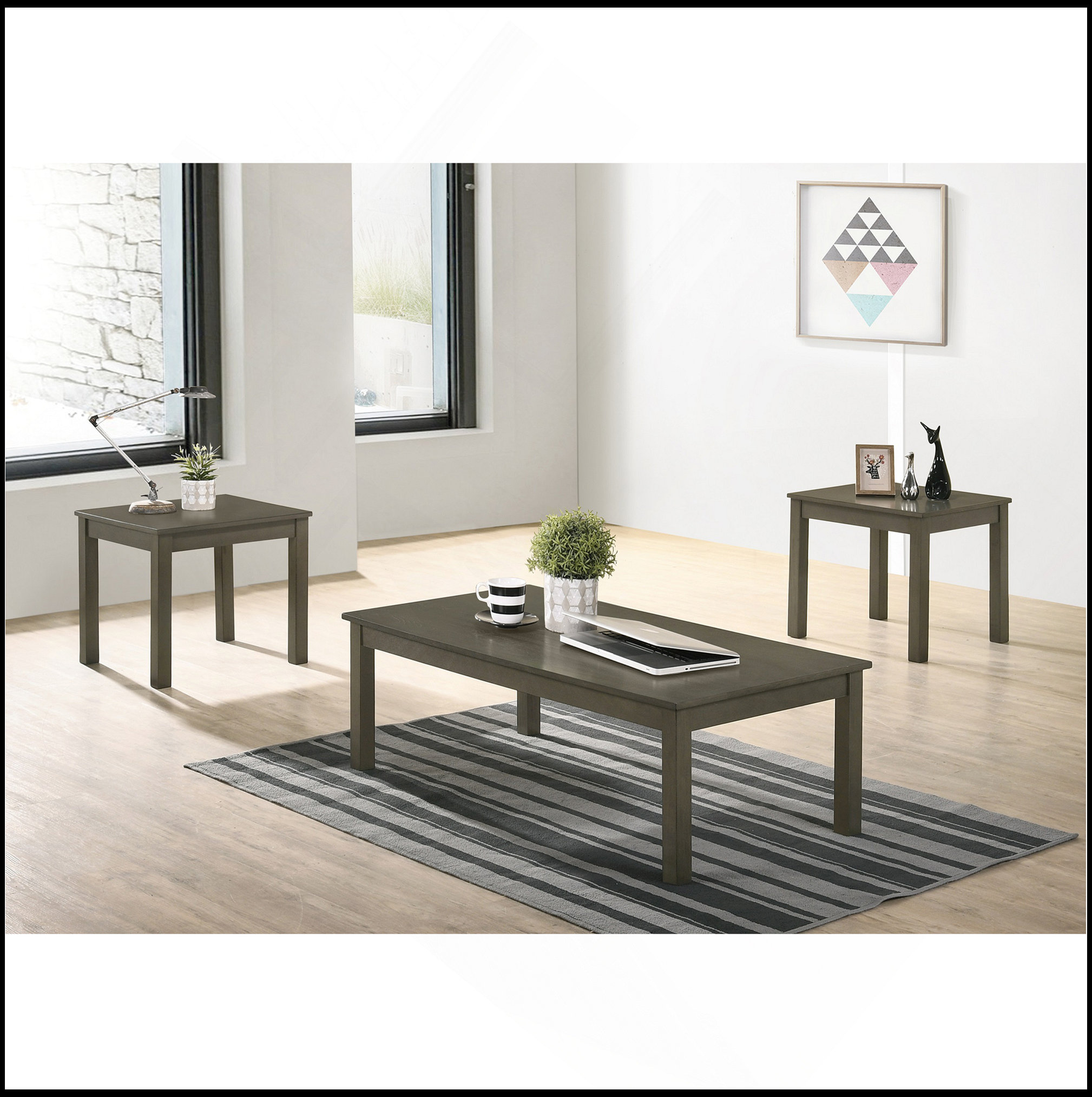Lark Manor™ Elegant 3Pc Coffee Table Set 1X Coffee Table And 2X End ...