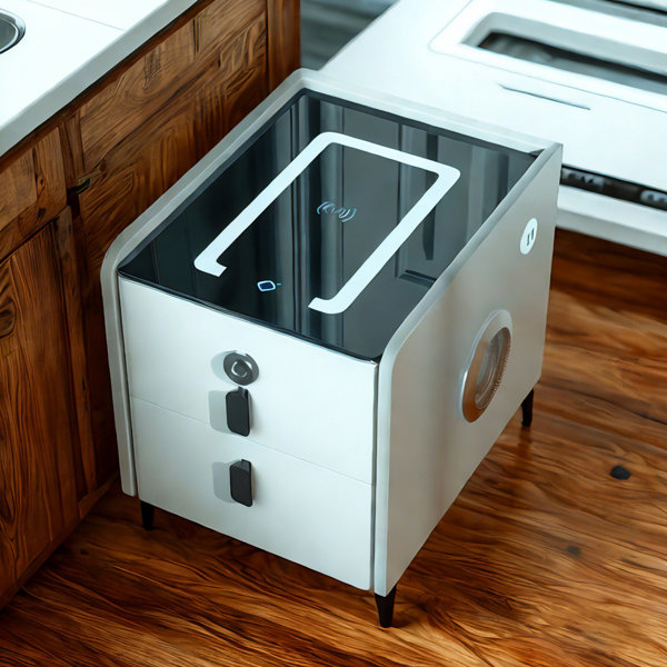 Ivy Bronx Narrow Smart Bedside Table | Fingerprint Lock + Wireless ...