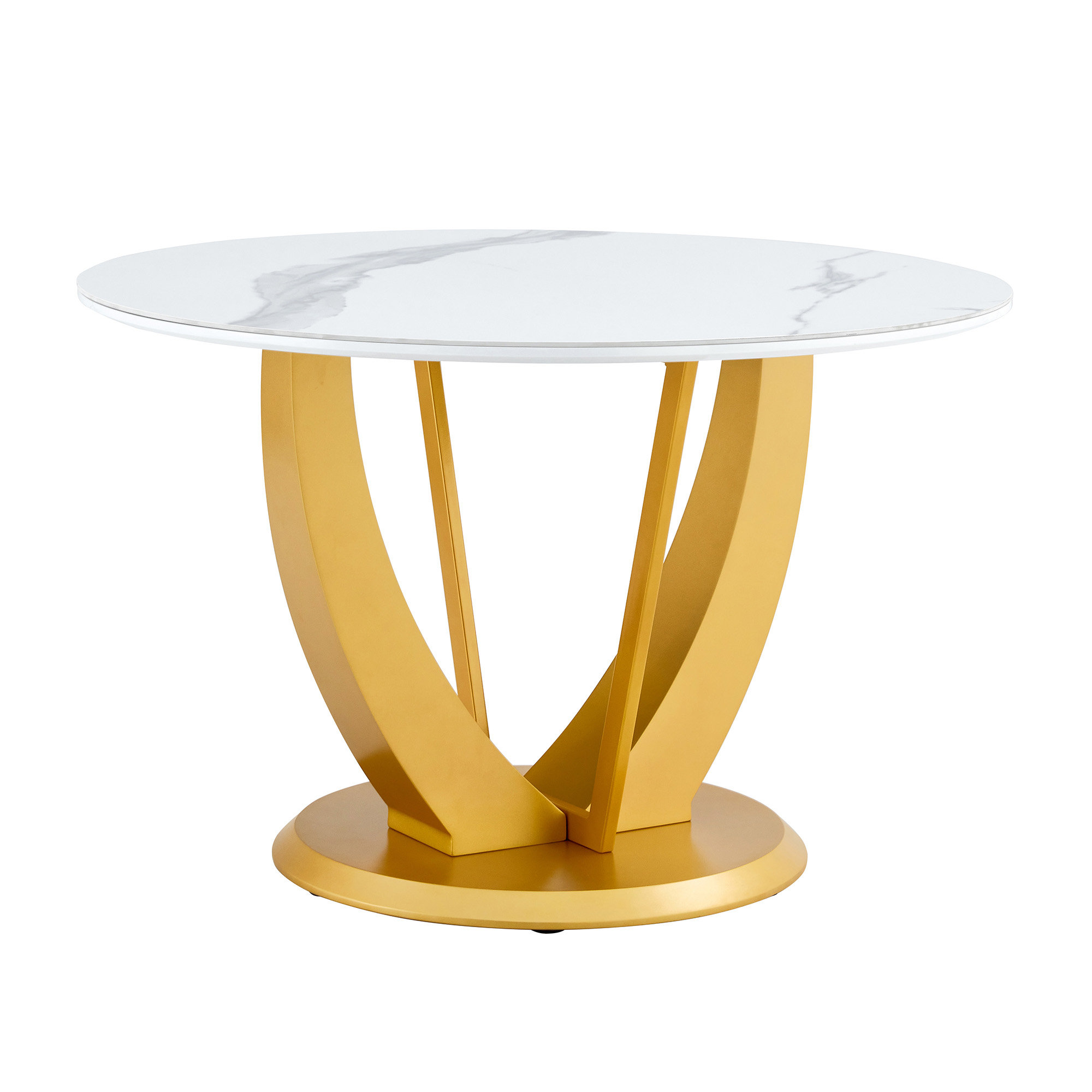 Ivy Bronx A Modern Minimalist Round White Patterned Table Top Measuring ...