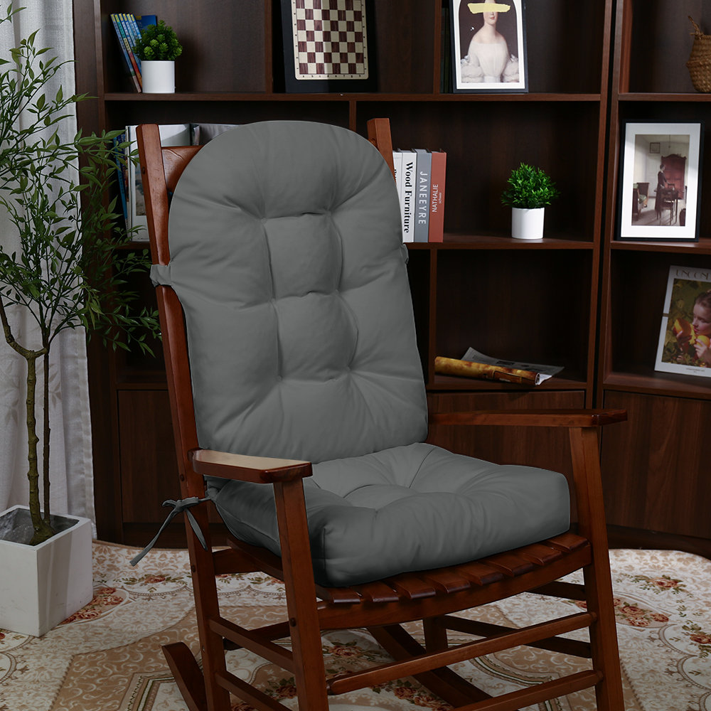 Ebern Designs Indoor High-Back Rocking Chair Cushion with Non-Slip Base ...
