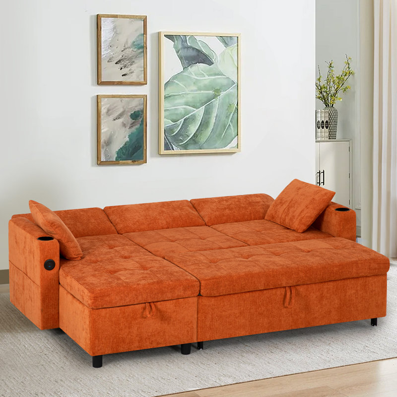 Latitude Run® 84" Reversible Sectional Pull-Out Sofa Bed With ...