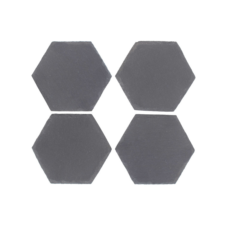 Highland Dunes 4 Piece Hexagonal Shaped Slate Coaster Set | Wayfair.co.uk