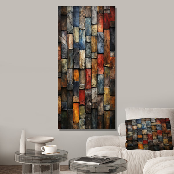 Brayden Studio® Colorful Earth Colors Tiles I - Abstract Tile Wall Art ...