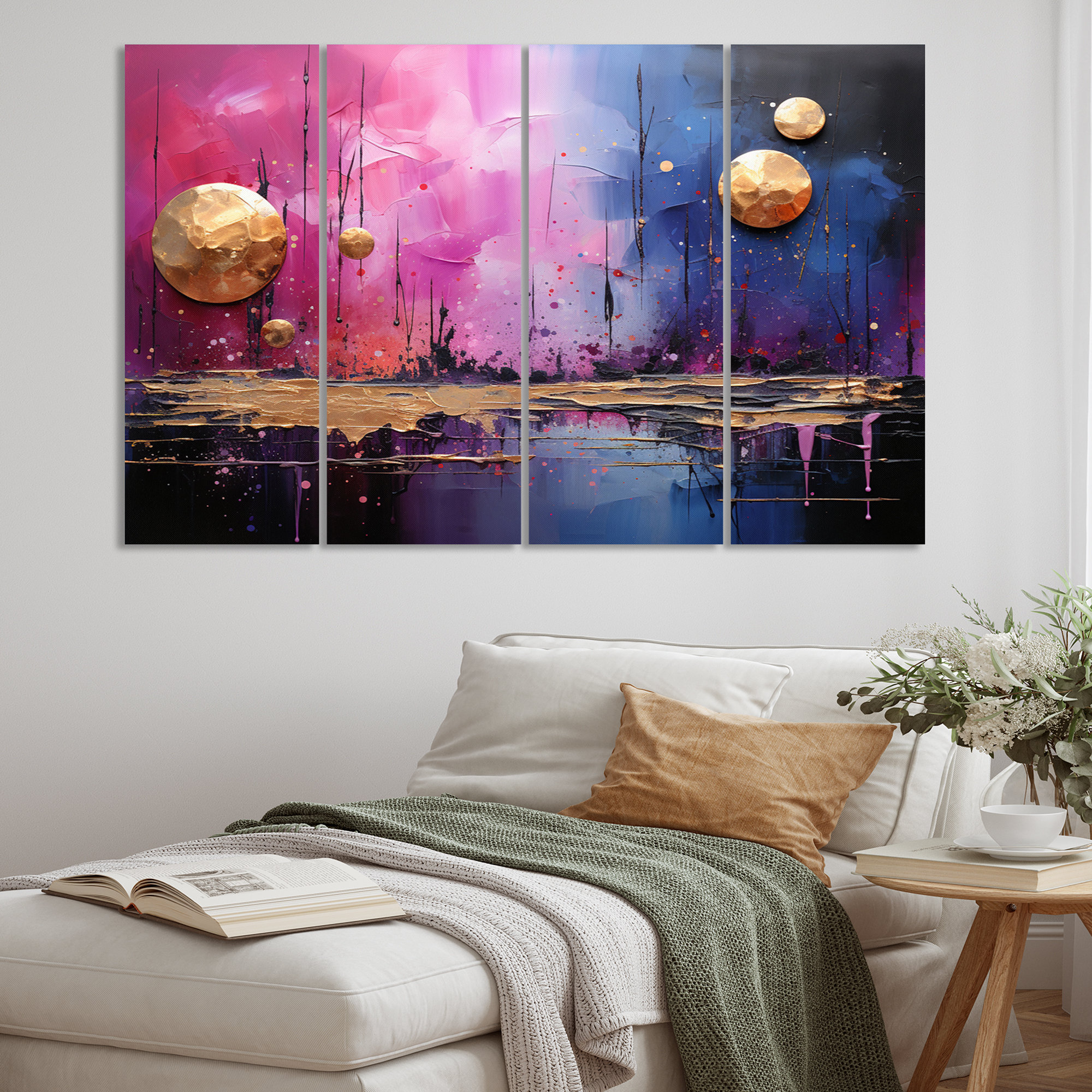 Design Art Cosmic Collage III - Abstract Collages Wall Decor - 4 Panels ...