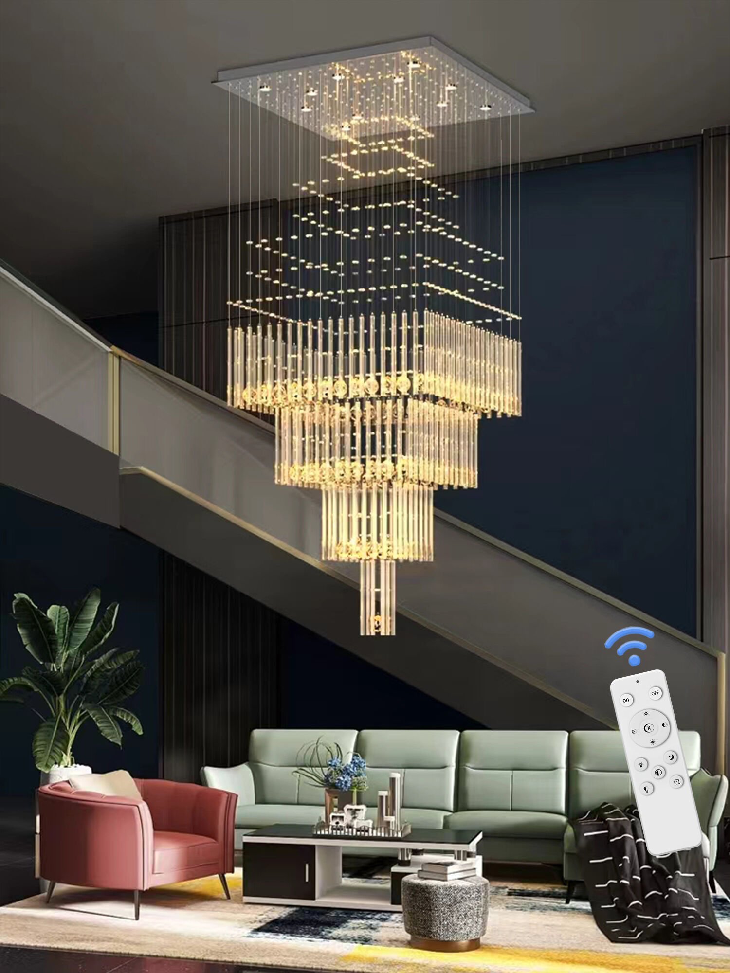 Rosdorf Park D32"X H100"Modern Crystal Chandelier, Raindrop Chandelier ...