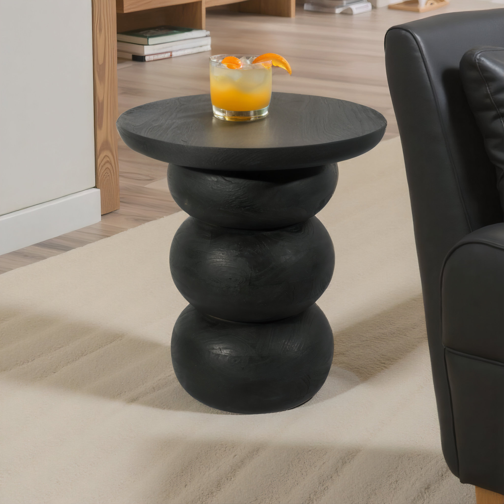 Orren Ellis Wood 19" Solid Round Bibendum Accent Table | Wayfair