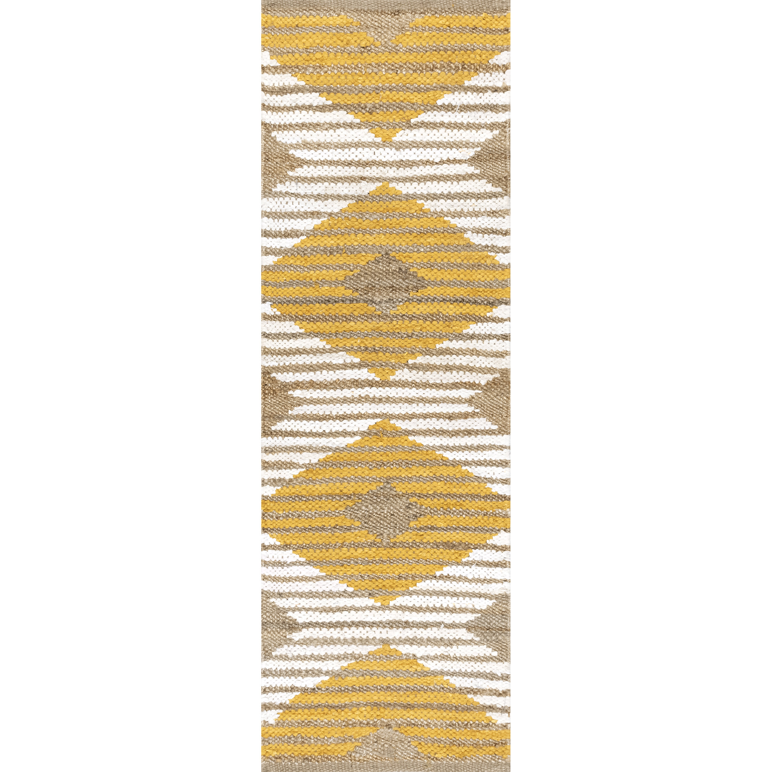 Foundry Select Geometric Hand Braided Jute/Cotton White/Brown Area Rug ...