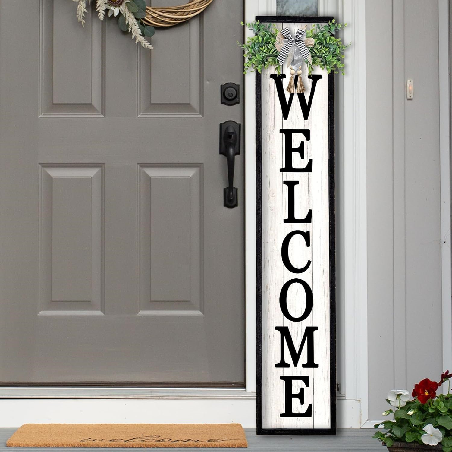 Gracie Oaks Front Porch For Welcome Standing Sign 9 Vertical Tall Long ...