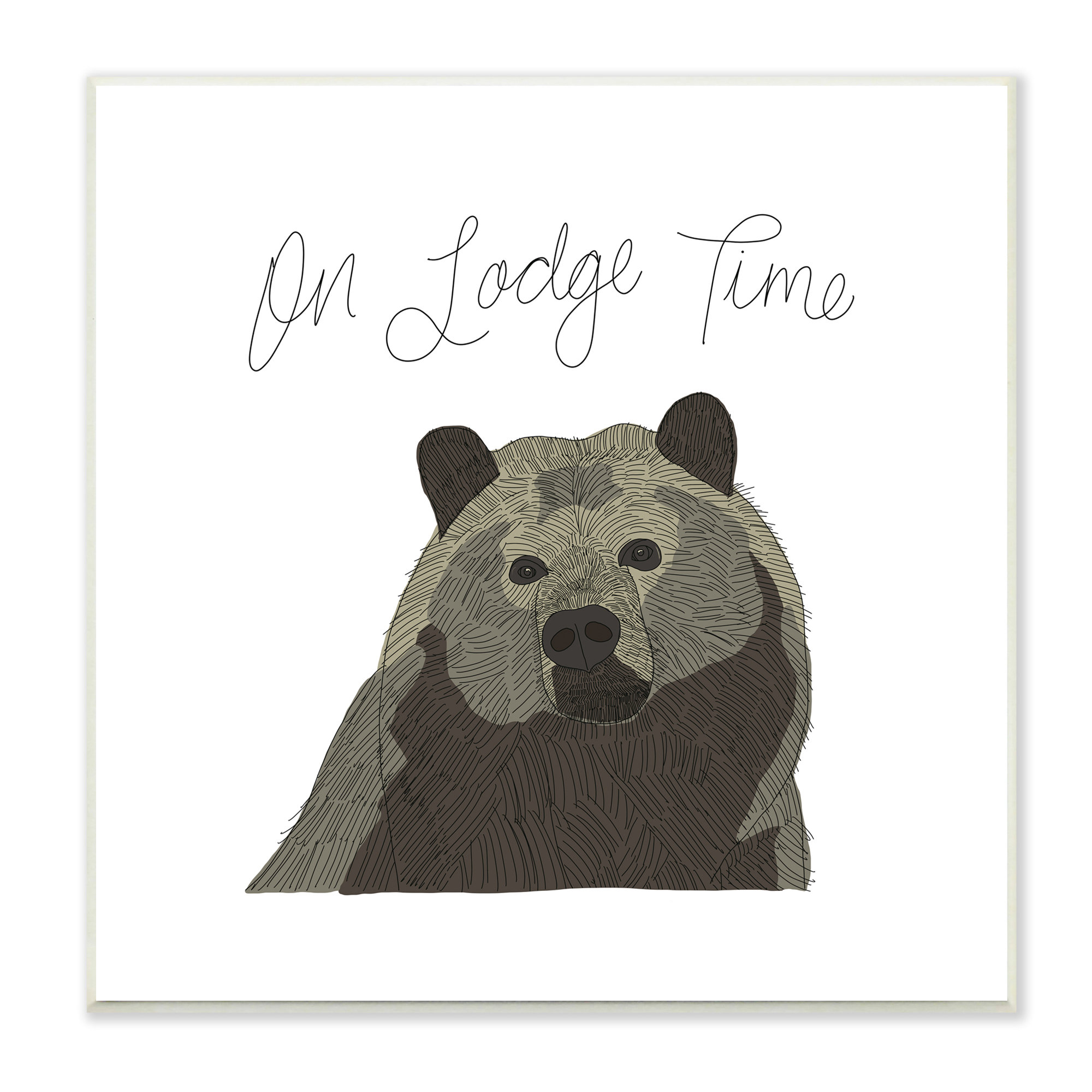 Stupell Industries Lodge Time Casual Cursive Bear Cabin Wildlife On ...
