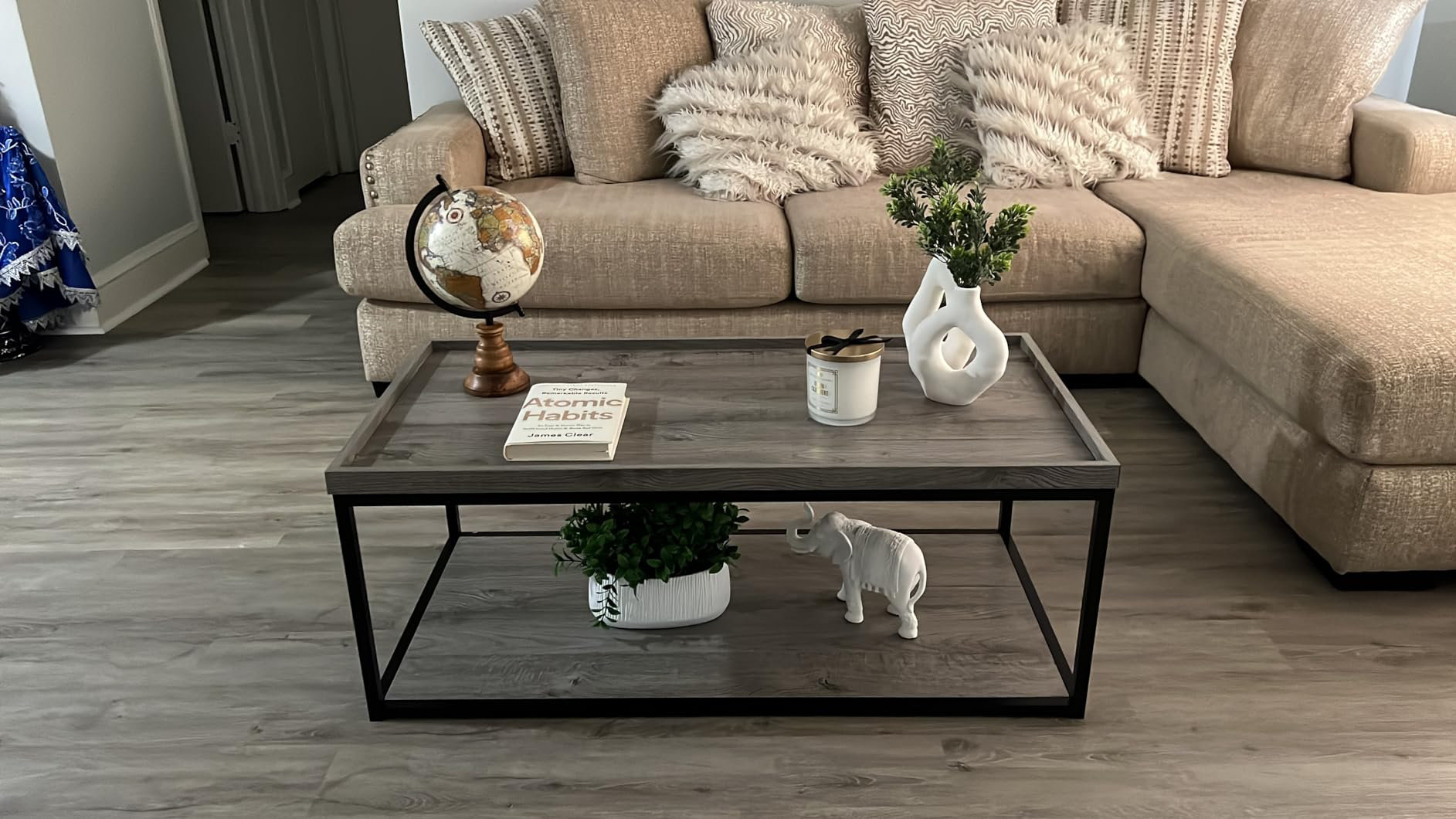17 Stories 2-Tier Rectangular Tray Top Coffee Table,Recessed Accent ...
