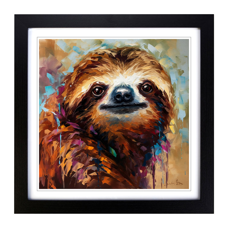 Alpen Home Sloth Palette Knife - Single Picture Frame Print on Wood ...