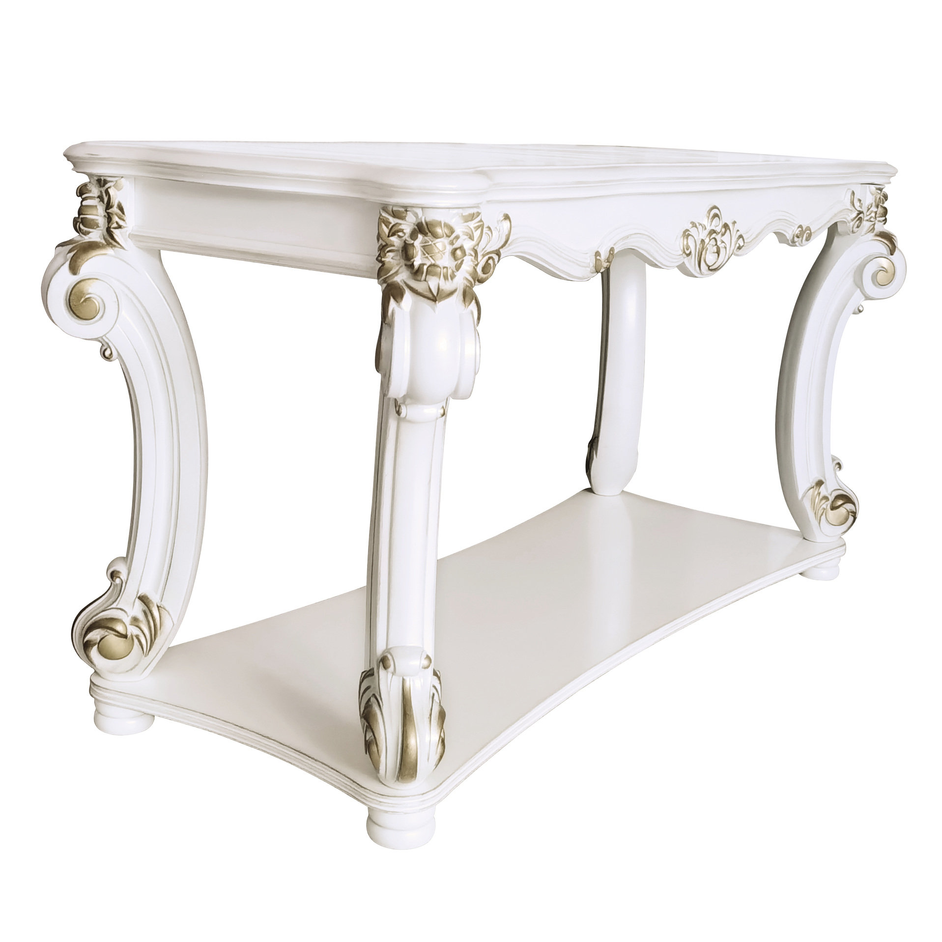 Latitude Run® Rectangular Table With Scrolled Legs, White Synthetic ...