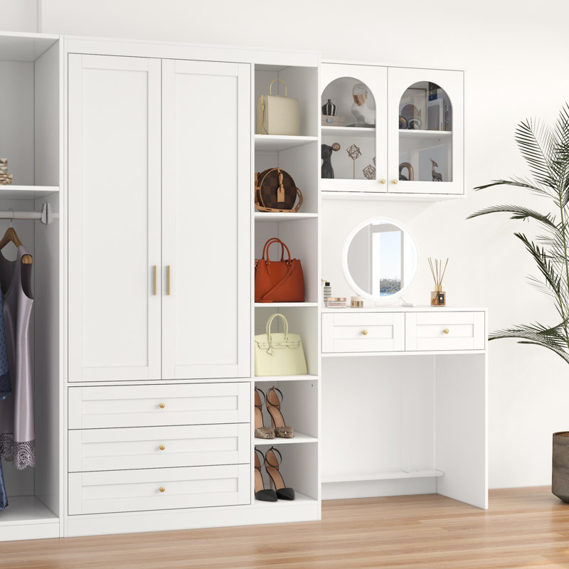 Red Barrel Studio® Closet System With Make Up Vanity | Wayfair