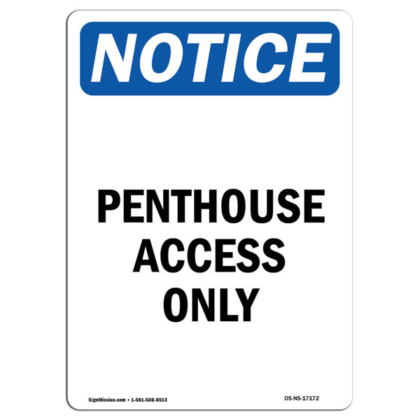 SignMission Penthouse Access Only Sign | Wayfair