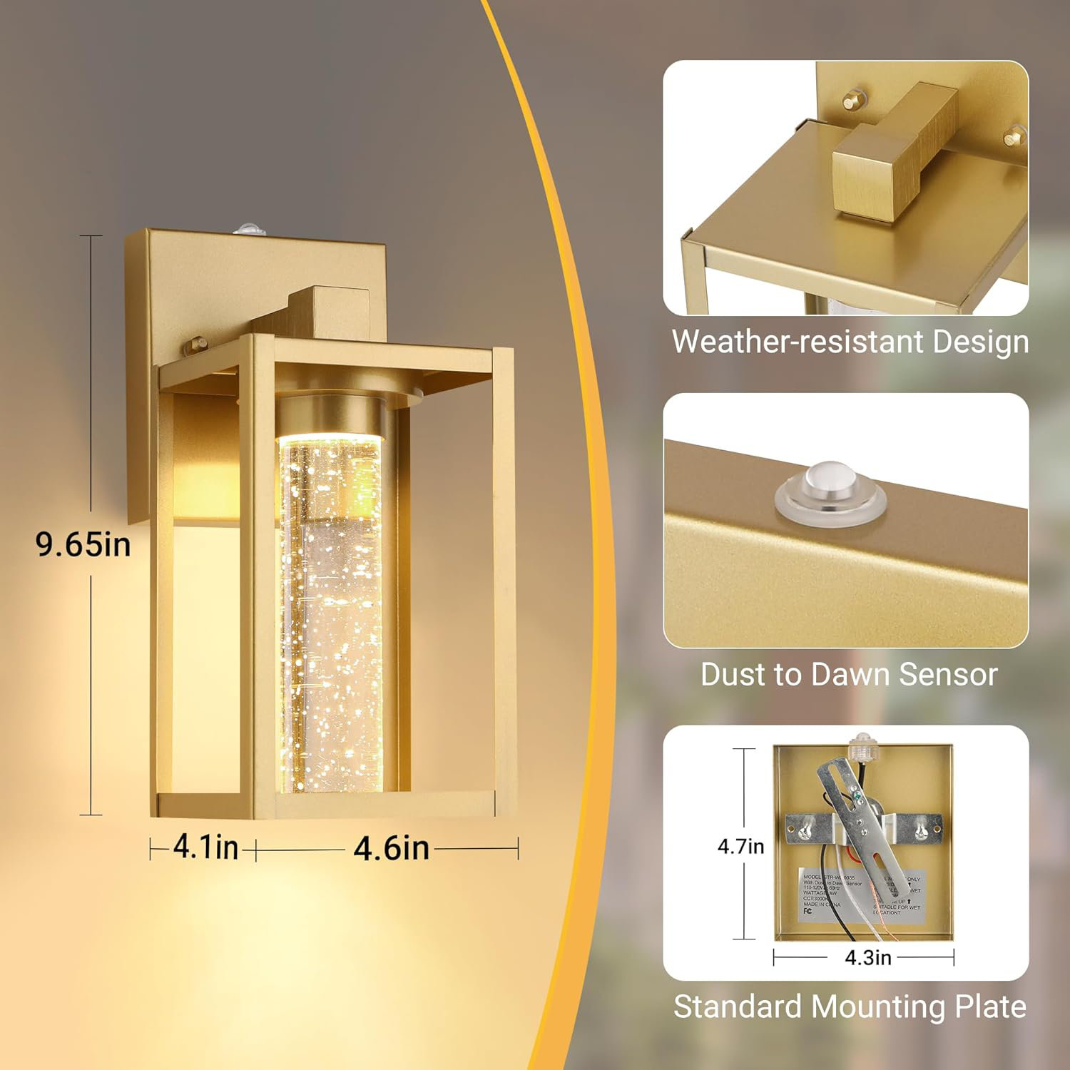 17 Stories Outdoor Light Fixture Wall Mount With Crystal Bulb, 2 Pack ...