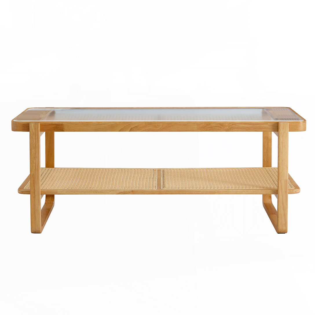 Bay Isle Home™ Glass desktop tea table rattan woven Chinese side table ...