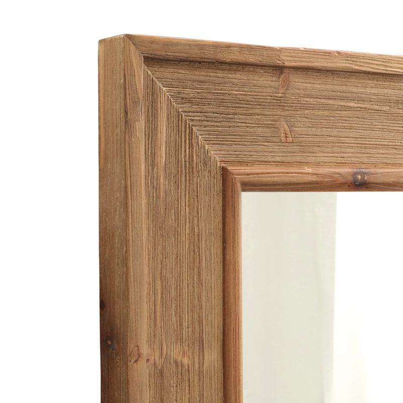 Millwood Pines Rustic Rectangle Wood Mirror for Bathroom Farmhouse ...