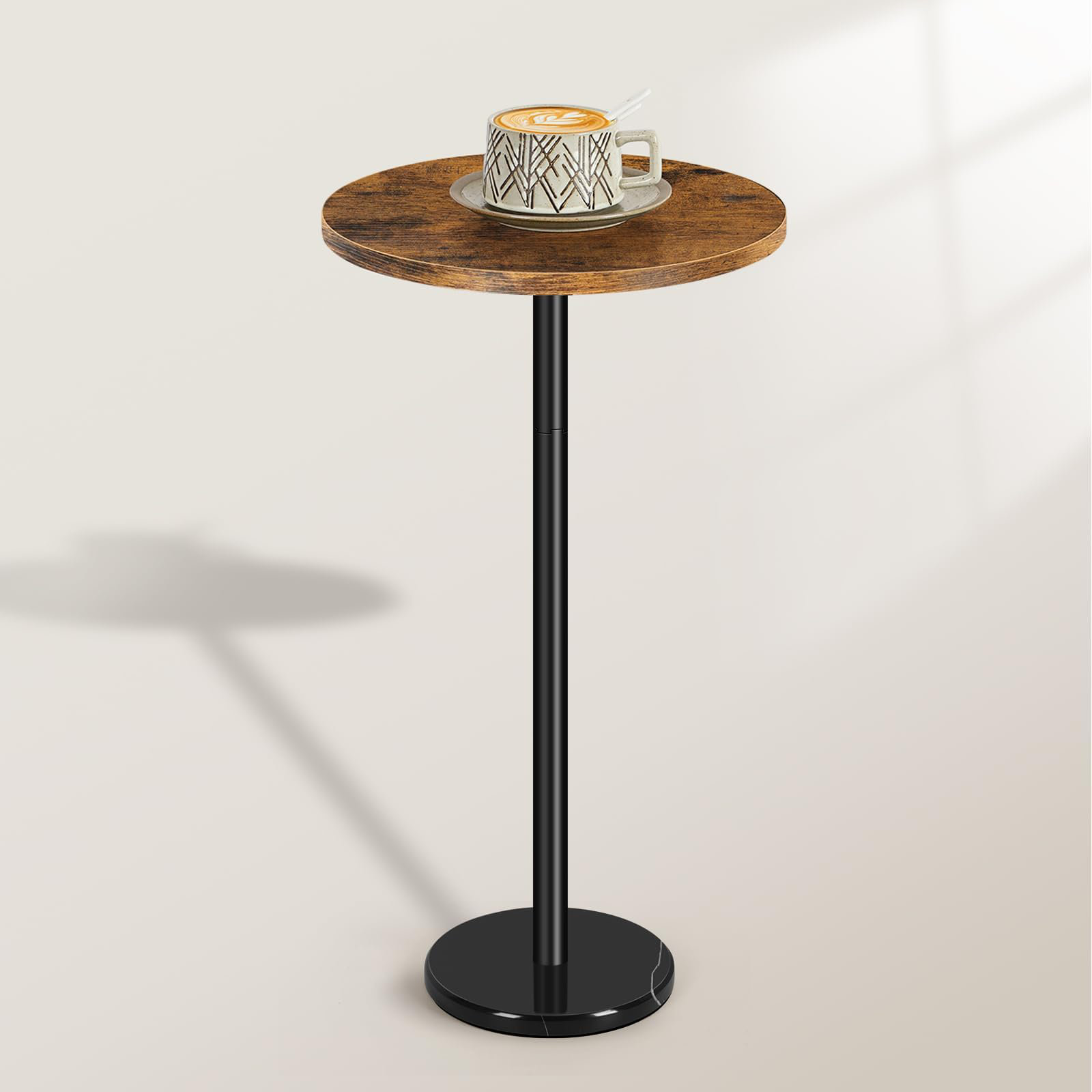 17 Stories Compact Round Marble End Table With Metal Support ...