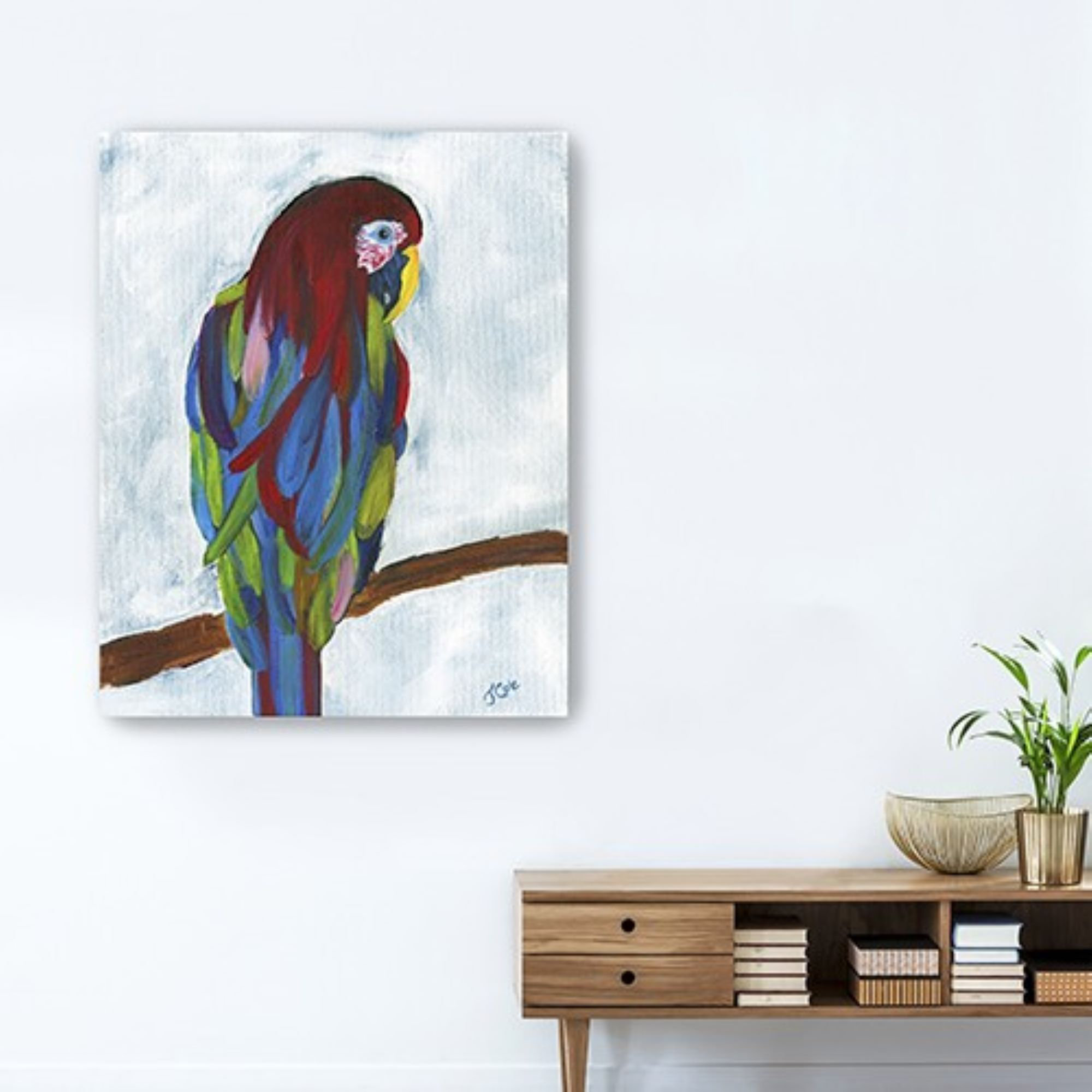 Dakota Fields Small Bright And Tropical Parrot Canvas Wall Art | Wayfair